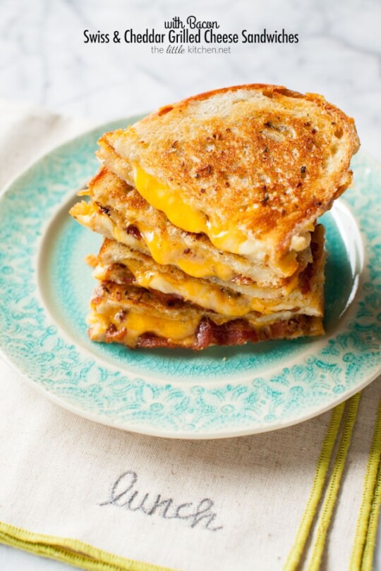 Swiss & Cheddar Grilled Cheese Sandwiches - The Little Kitchen