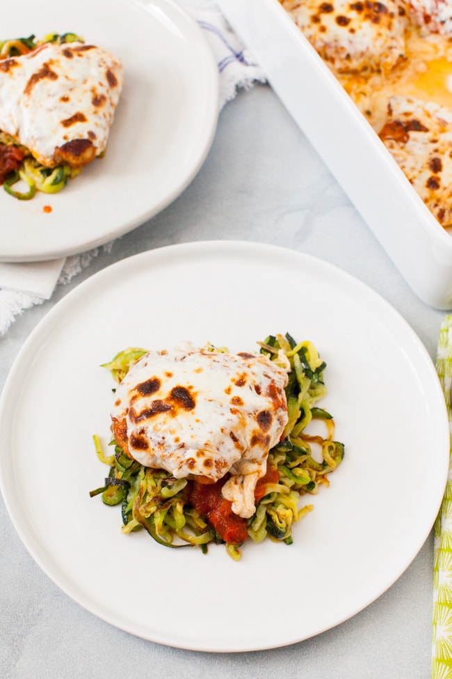 Chicken Parmesan with Zucchini Noodles - The Little Kitchen